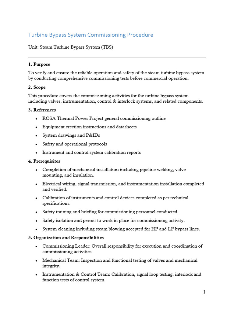 Turbine Bypass System Commissioning Guide | PDF | Instrumentation | Valve