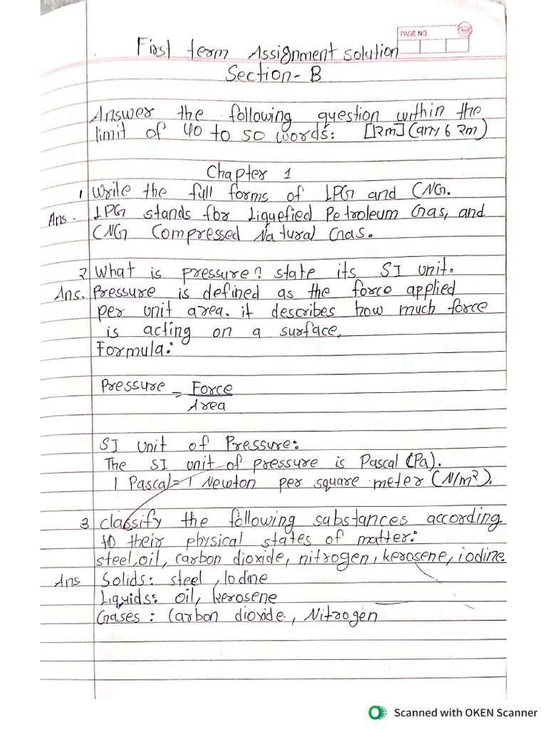 First Term Assignment Solution - Science | PDF