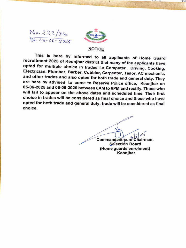 Notice For HGs Candidates | PDF