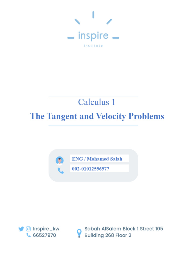 The Tangent And Velocity Problems Unsolved Pdf