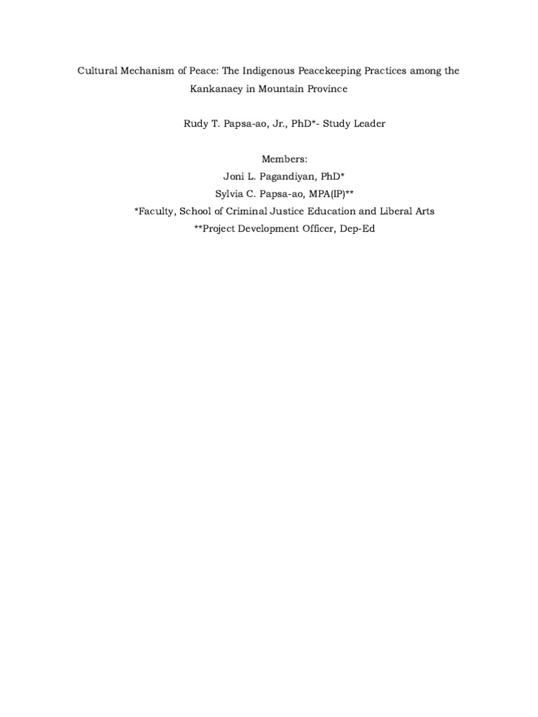 (Mt. Province) Abstract - Cultural Mechanism | PDF