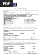 Electrical Isolation Certificate Template | PDF