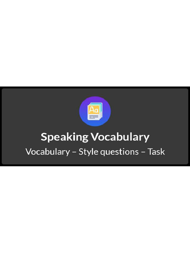 IELTS Speaking Vocabulary | PDF