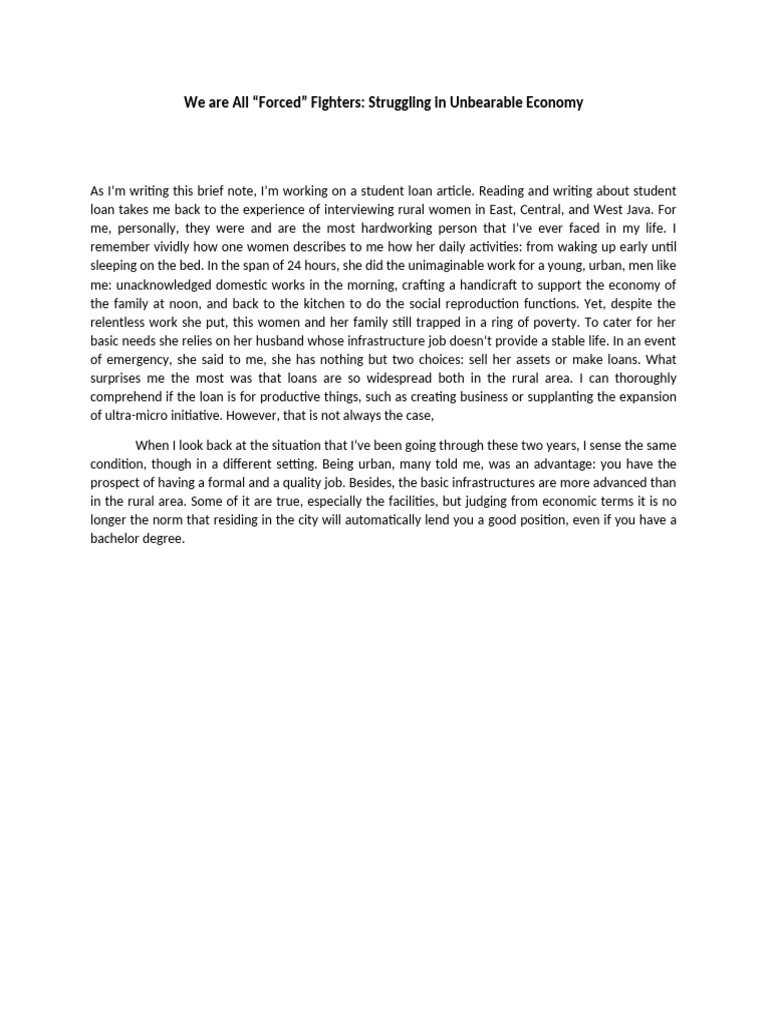 Struggling in Unbearable Economy | PDF