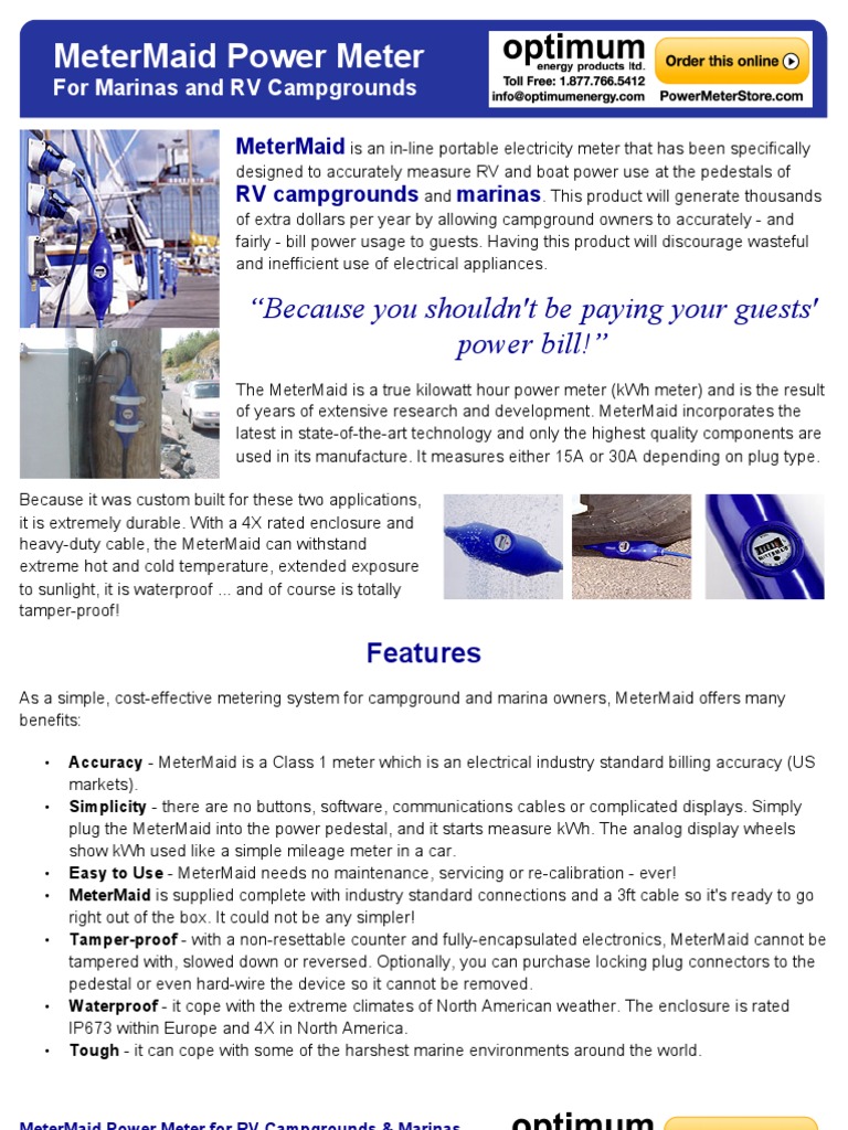 Metermaid Power Meter Brochure | PDF | Kilowatt Hour | Electrical Connector