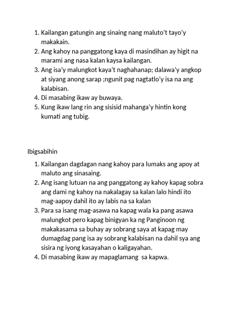 Filipino Matatalinhagang Pahayag | PDF
