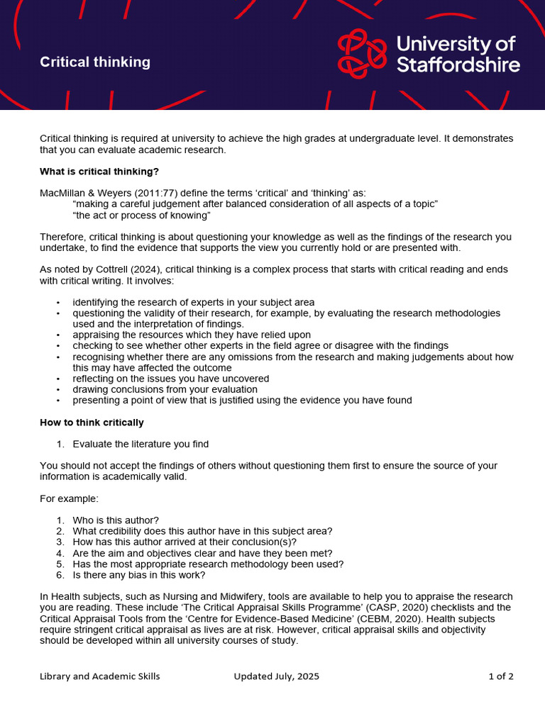 Critical Thinking 2025 | PDF | Critical Thinking | Argument