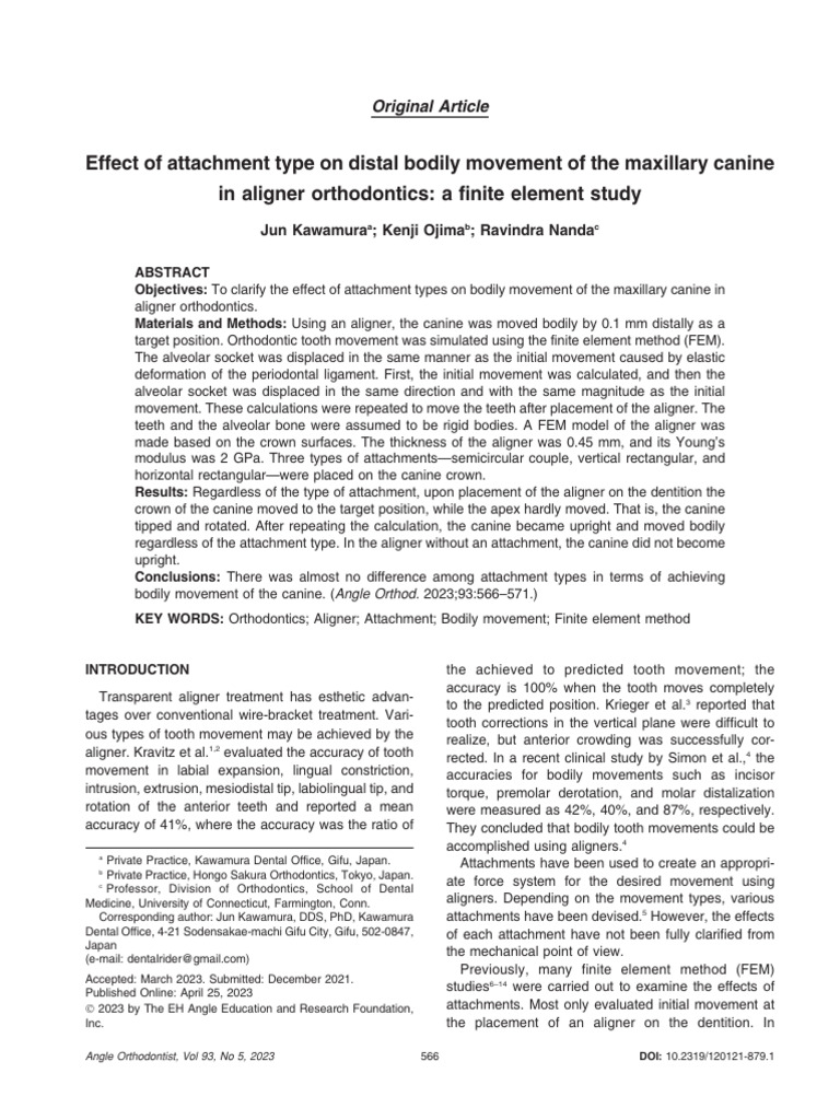 Effect of Attachment Type On Distal Bodily Movement of The Maxillary ...