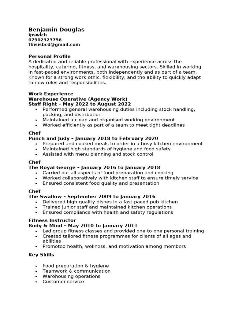 Benjamin Douglas CV | PDF