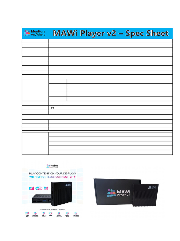 Mawi Player Specifications and Features | PDF