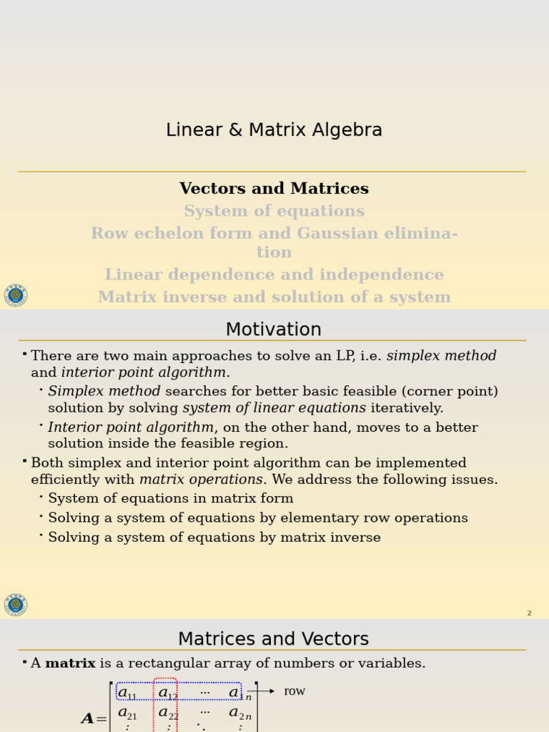 Linear Algebra (행렬기초) | PDF | Matrix (Mathematics) | System Of Linear ...
