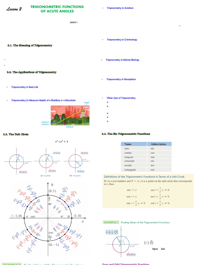 Lesson 2. Trigonometric Functions of Acute Angles | PDF | Trigonometry ...