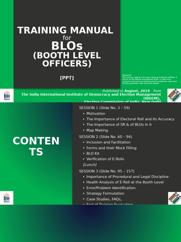 BLO Training Manual for Election Management | PDF | Identity Document ...
