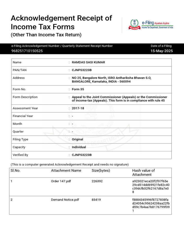 Form 35 - ARN | PDF
