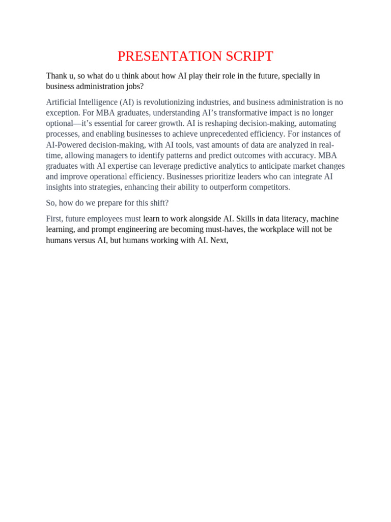 Presentation Script | PDF | Artificial Intelligence | Intelligence (AI) & Semantics