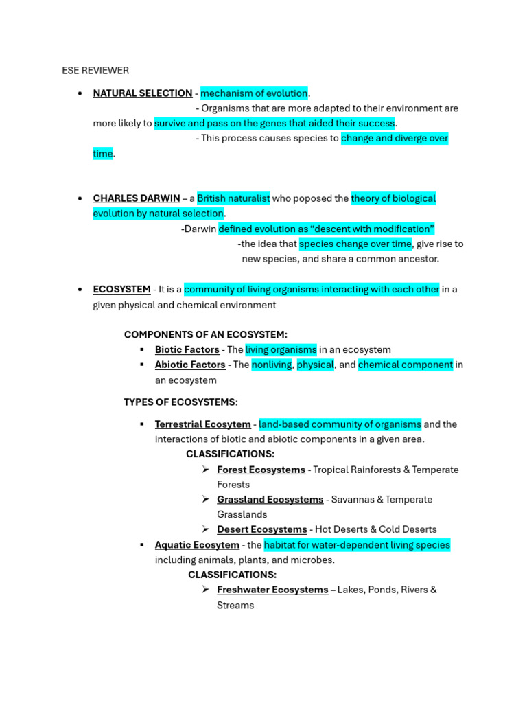 Natural Selection and Ecosystem Dynamics | PDF | Ecosystem | Food Web