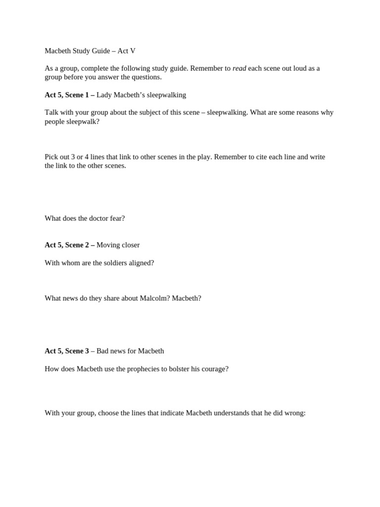 Macbeth Act 5 Questions Part 2 | PDF