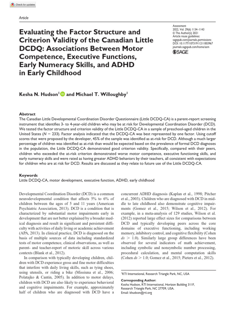 evaluating-the validity-of dcdq | PDF | Attention Deficit Hyperactivity Disorder | Psychological ...