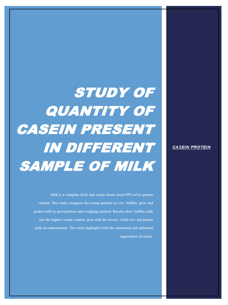 Study of Quantity of Casein Present in Different Sample of Milk | PDF ...