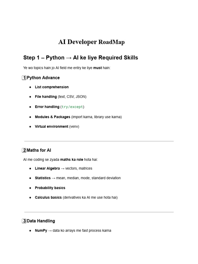 AI Developer RoadMap | PDF