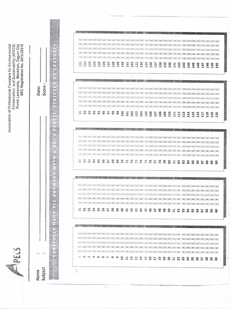 Pre Board Blank Answer Sheet 2022 | PDF