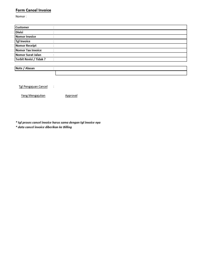 Form Cancel Invoice | PDF