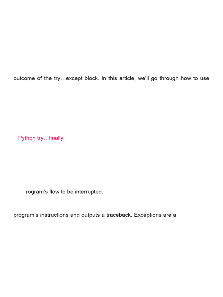Python Exception Handling - Exception Handling Using Try, Except and Final | PDF | Python ...