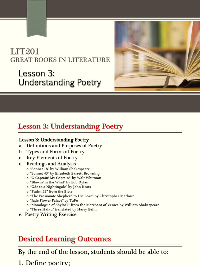 Understanding Poetry: Key Concepts & Analysis | PDF | Poetry | Metre ...