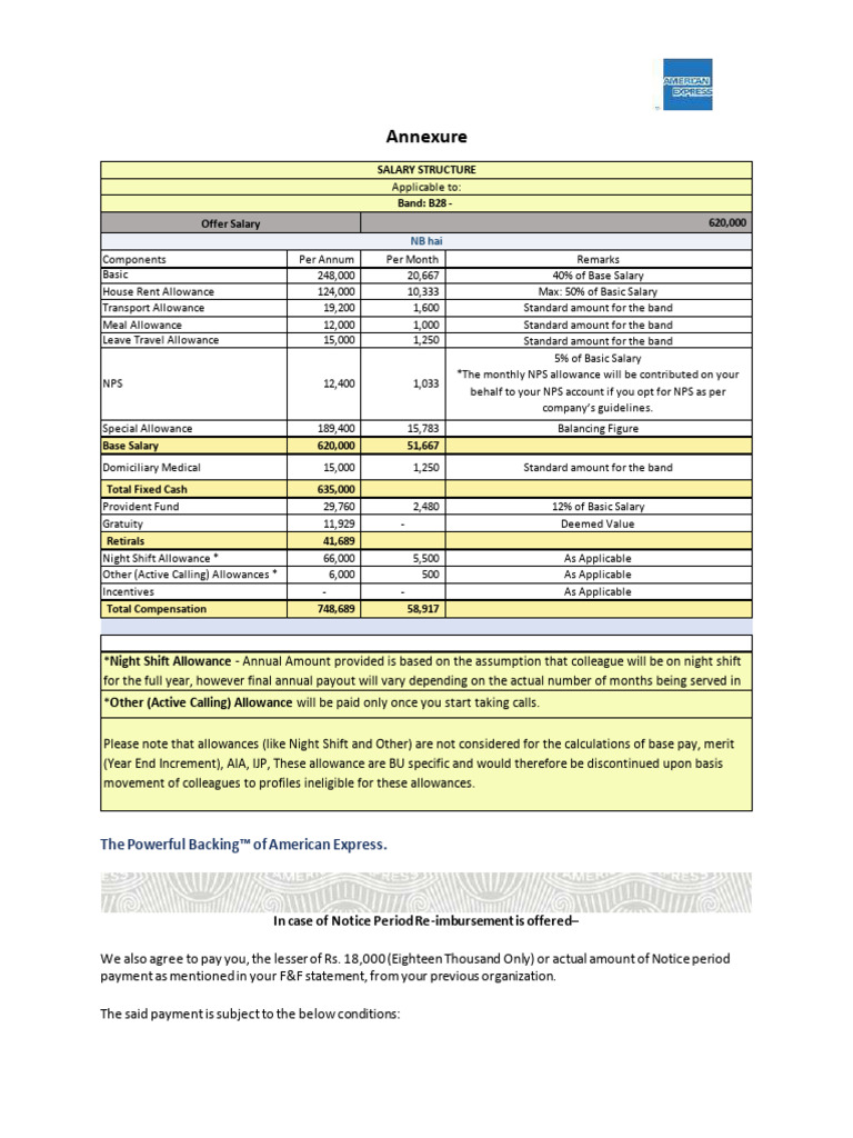 American Express Onboarding Guidelines | PDF | Salary