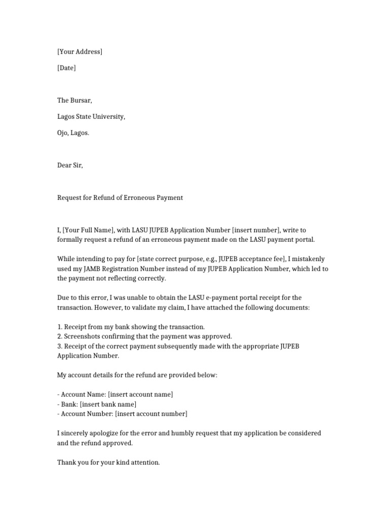Refund Request Letter | PDF