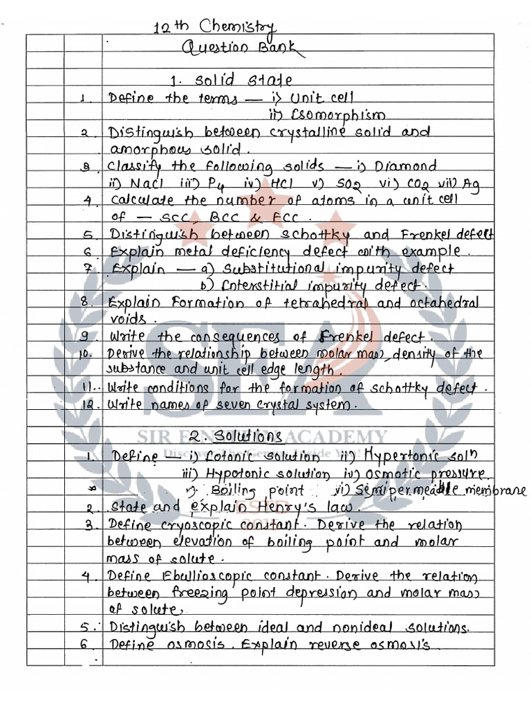 Chemistry IMP Question Bank - 67016c2b 2b3b 4af1 8dce C04bbc199a2c | PDF
