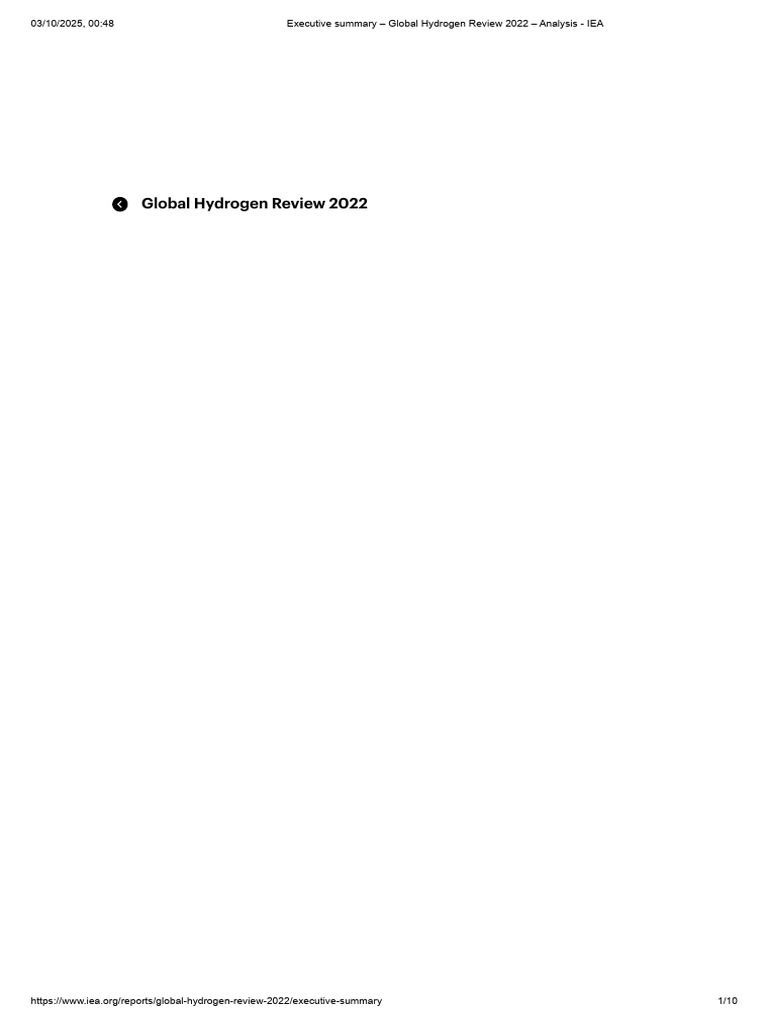Executive Summary - Global Hydrogen Review 2022 - Analysis - IEA | PDF ...