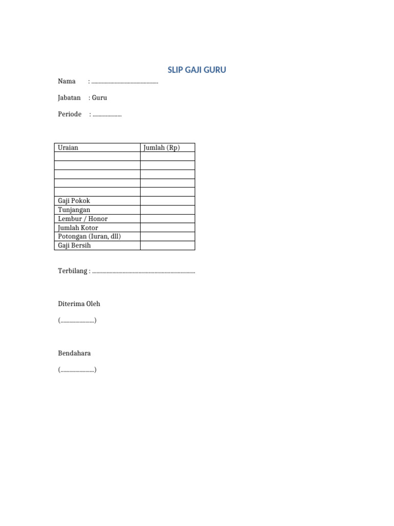 Format Slip Gaji Guru | PDF
