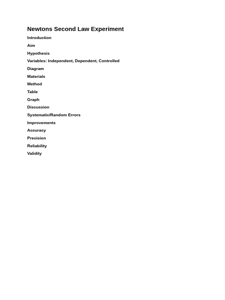 Newtons Second Law Experiment | PDF