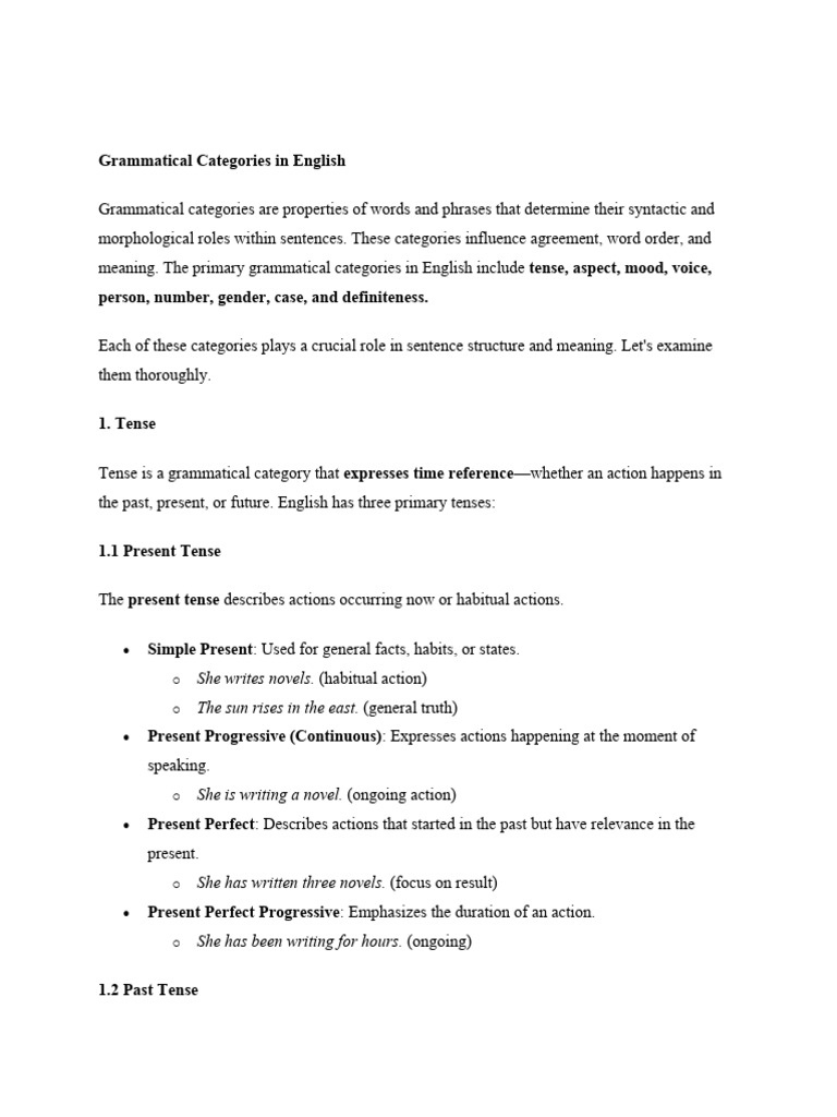 Grammatical Categories in English SAM MCCOY | PDF | Grammatical Gender ...