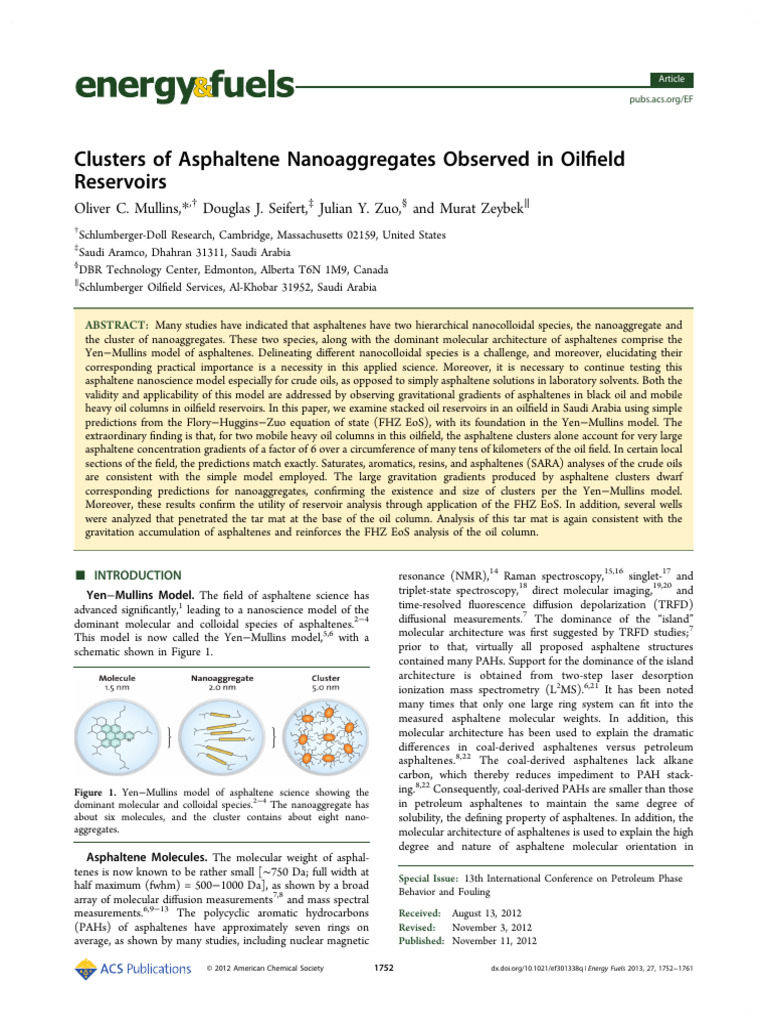 Asphaltene Nanoaggregates in Oilfields | PDF | Petroleum Reservoir ...