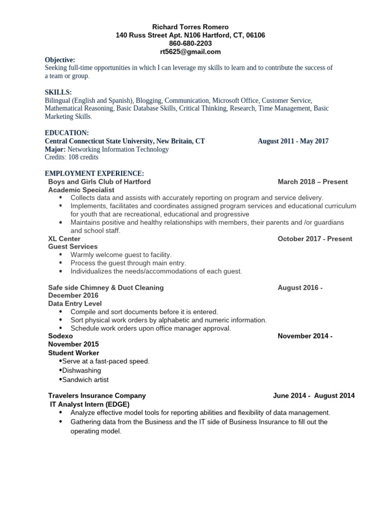 Torres Richard Resume 2018 | PDF | Learning