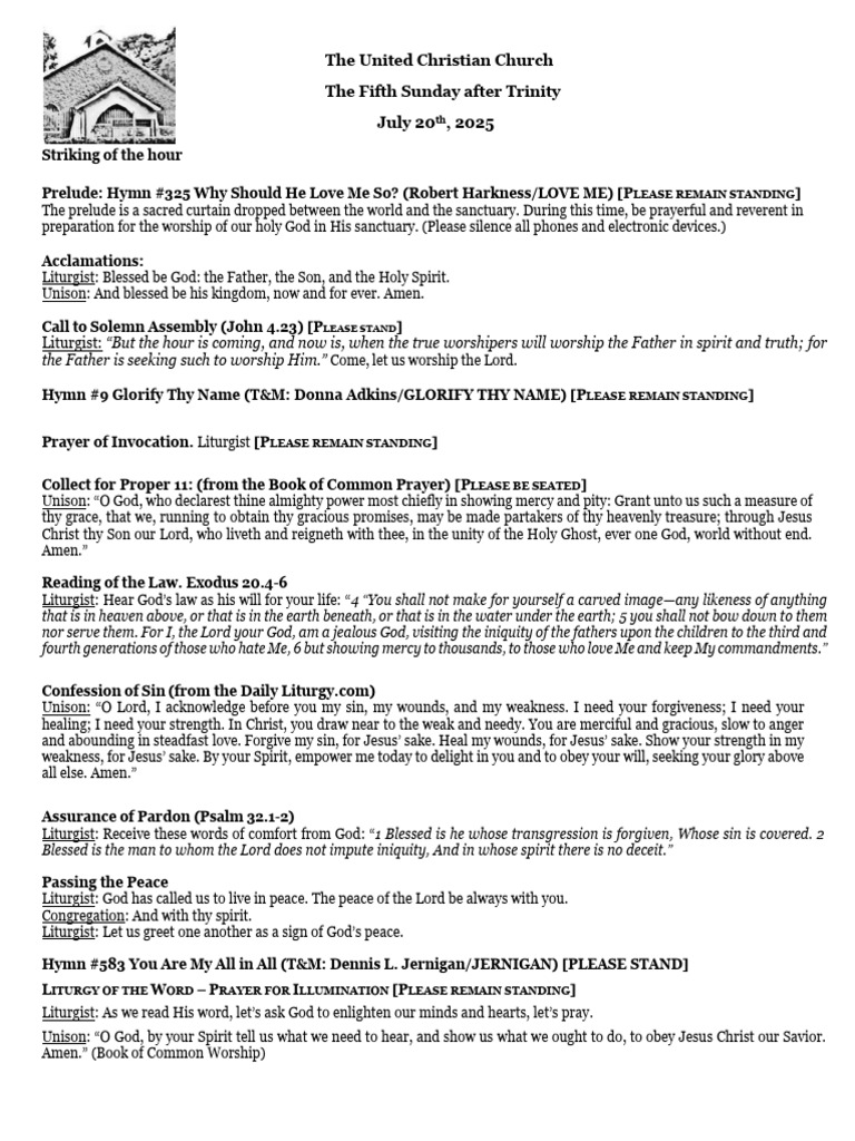 Liturgy 07-20-2025 The Fifth Sunday After Trinity | PDF | Lord's Prayer ...