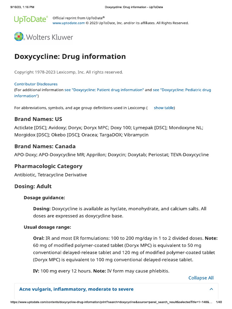Doxycycline Drug Information | PDF