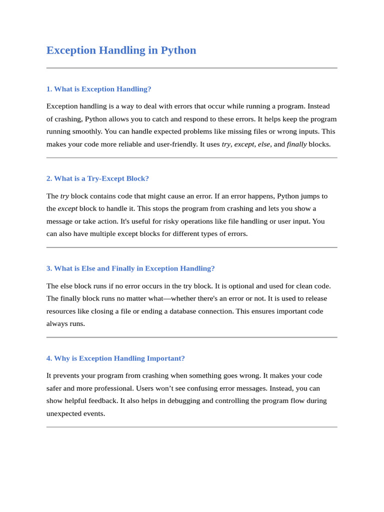 Python Exception Handling Explained | PDF