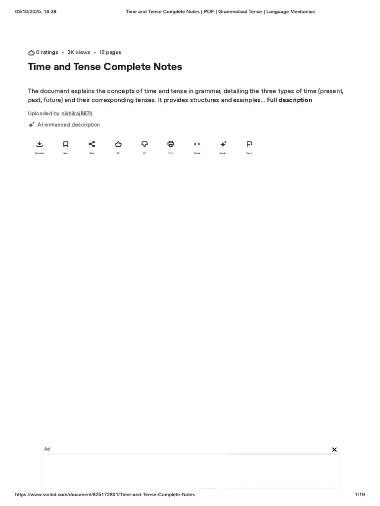 Time and Tense Complete Notes - PDF - Grammatical Tense - Language ...
