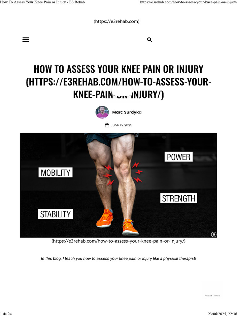 How To Assess Your Knee Pain or Injury | PDF | Musculoskeletal System ...