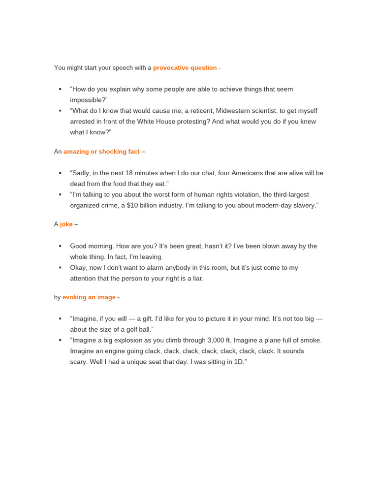 Engaging Speech Opening Techniques | PDF