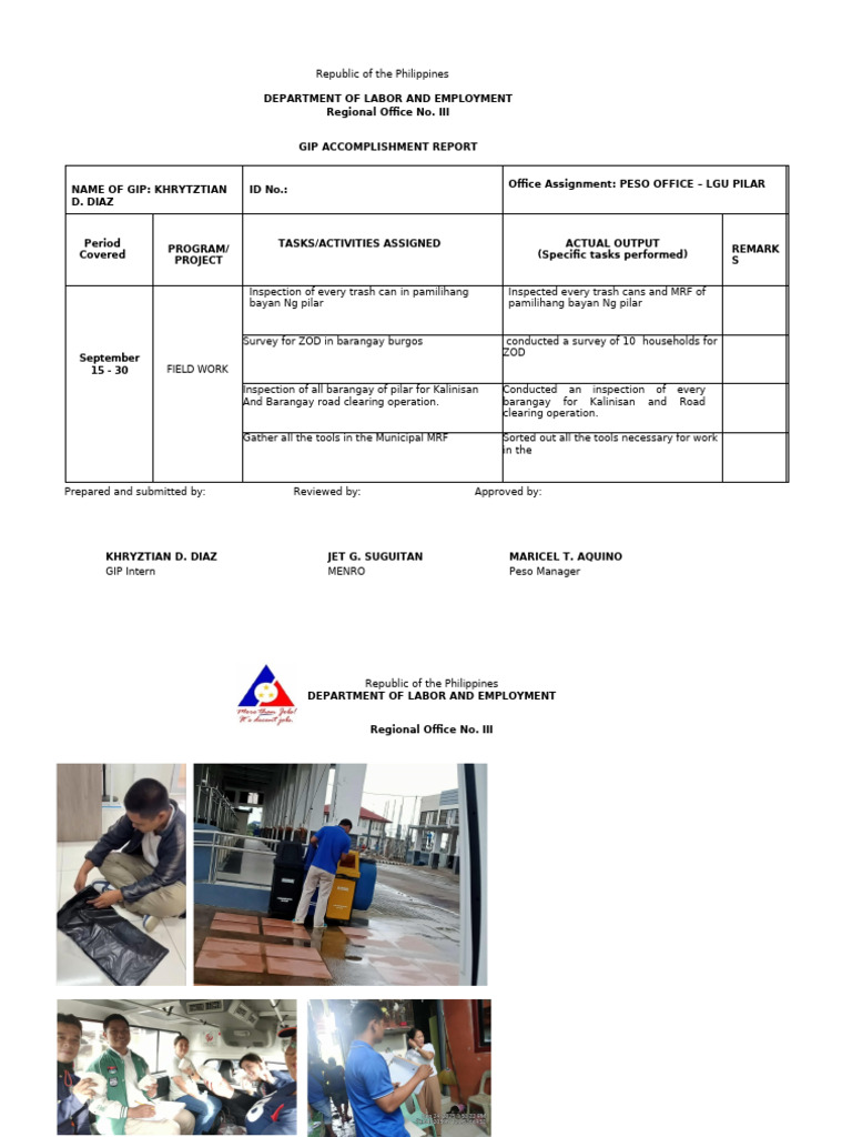Gip Accomplishment Report September 1 15 | PDF