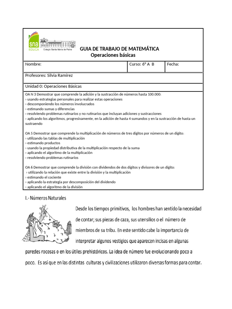 GUIA DE TRABAJO DE MATEMÃ - TICA 6tos | PDF