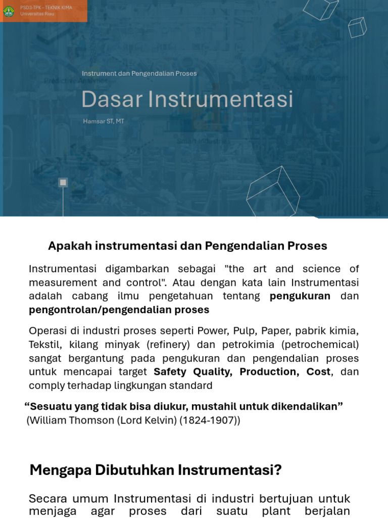 Teknik Instrumentasi Proses Industri | PDF