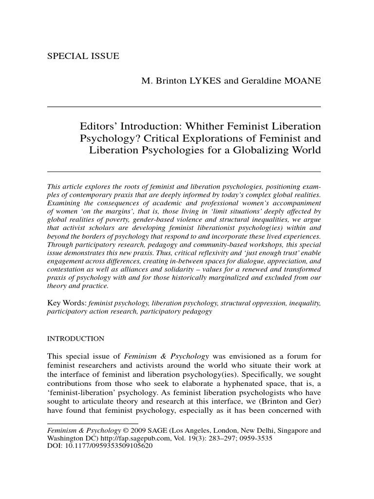 2009 M Lykes - Editors Introduction Whither Feminist Liberation P ...