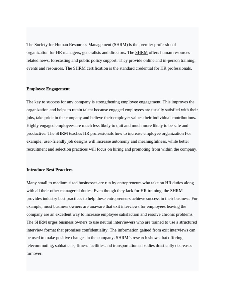 The Society For Human Resources Management | PDF | Human Resources ...
