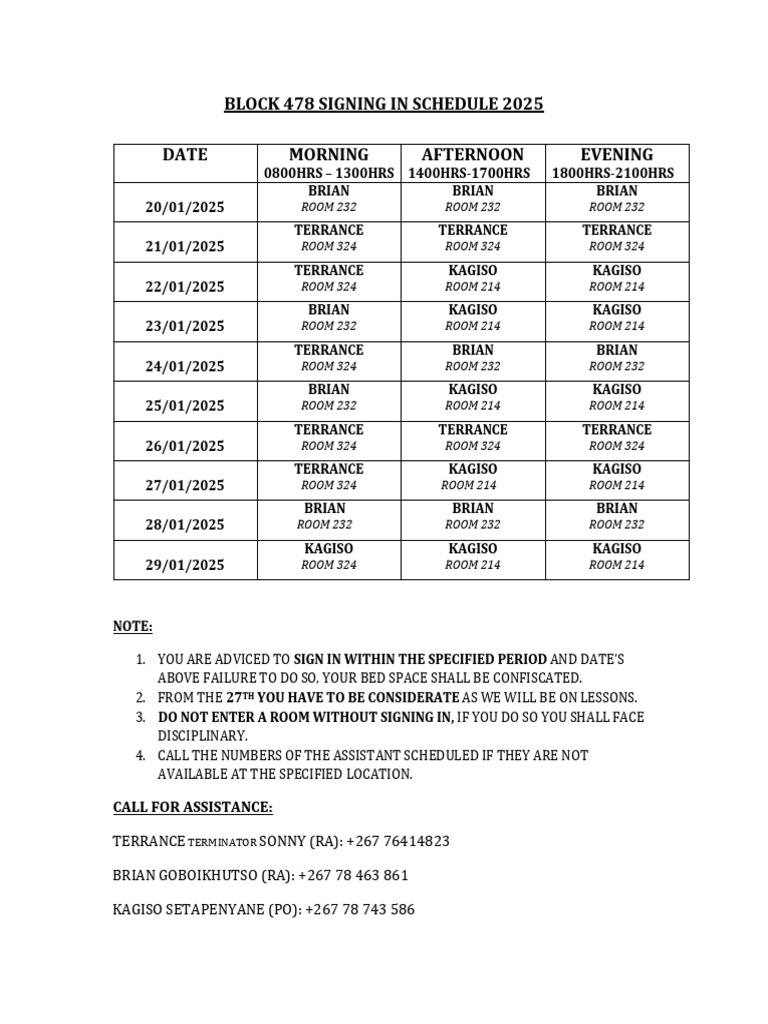 Block 478 Signing Schedule 2025 | PDF | Chess Theory | Chess