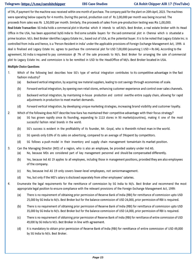 IBS Case Studies on SG India Transactions | PDF | Expense | Tea